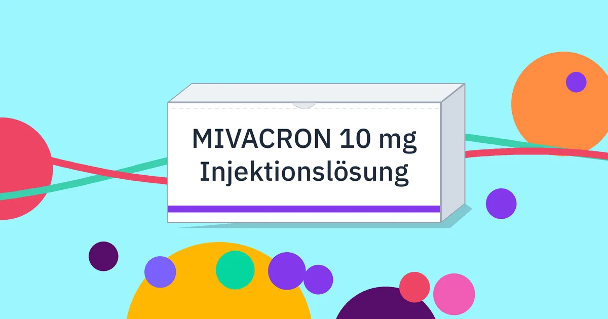 Symbolbild: Packung mit der Aufschrift MIVACRON 10 mg Injektionslösung (PZN 07577903) – Verfügbarkeit und Bezug in Apotheken in Frankfurt am Main