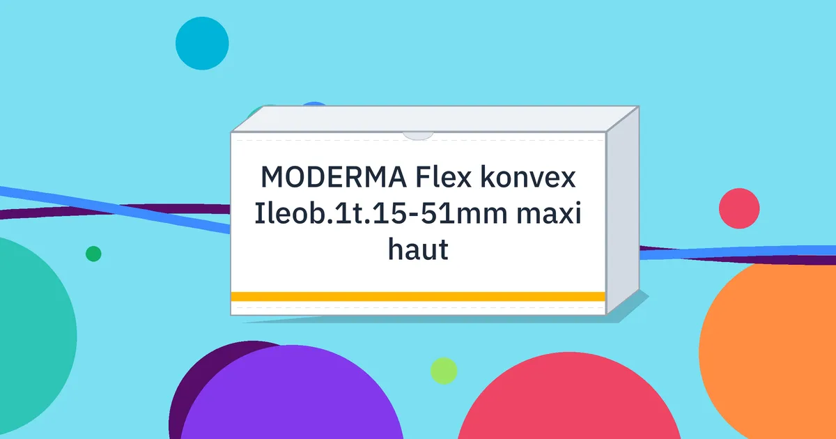 Symbolbild: Packung mit der Aufschrift MODERMA Flex konvex Ileob.1t.15-51mm maxi haut (PZN 04194828) – Verfügbarkeit und Bezug in Apotheken in Frankfurt am Main