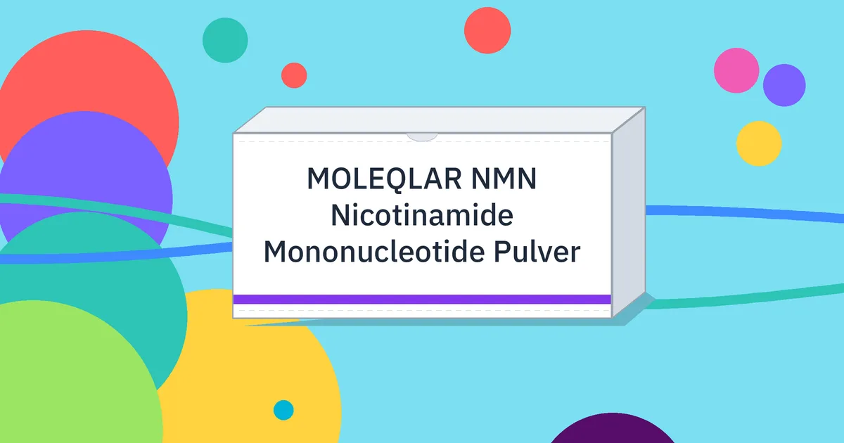 Symbolbild: Packung mit der Aufschrift MOLEQLAR NMN Nicotinamide Mononucleotide Pulver (PZN 19790996) – Verfügbarkeit und Bezug in Apotheken in Frankfurt am Main