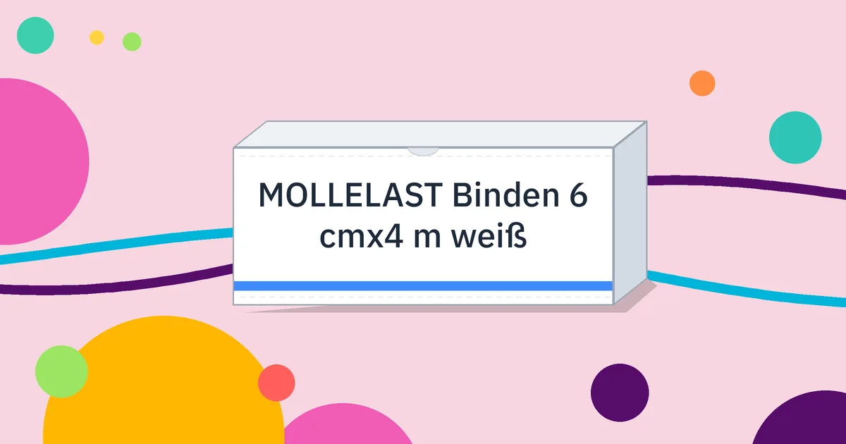 Symbolbild: Packung mit der Aufschrift MOLLELAST Binden 6 cmx4 m weiß (PZN 04781483) – Verfügbarkeit und Bezug in Apotheken in Frankfurt am Main