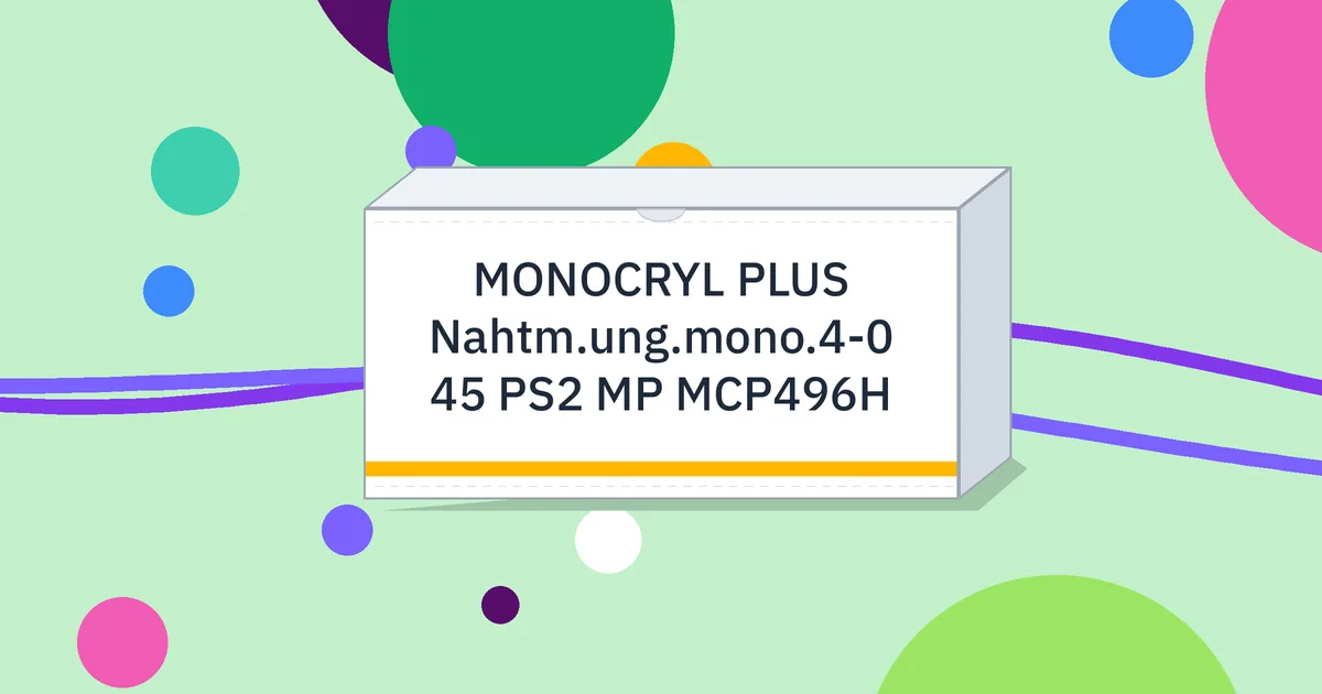 Symbolbild: Packung mit der Aufschrift MONOCRYL PLUS Nahtm.ung.mono.4-0 45 PS2 MP MCP496H (PZN 16786557) – Verfügbarkeit und Bezug in Apotheken in Frankfurt am Main