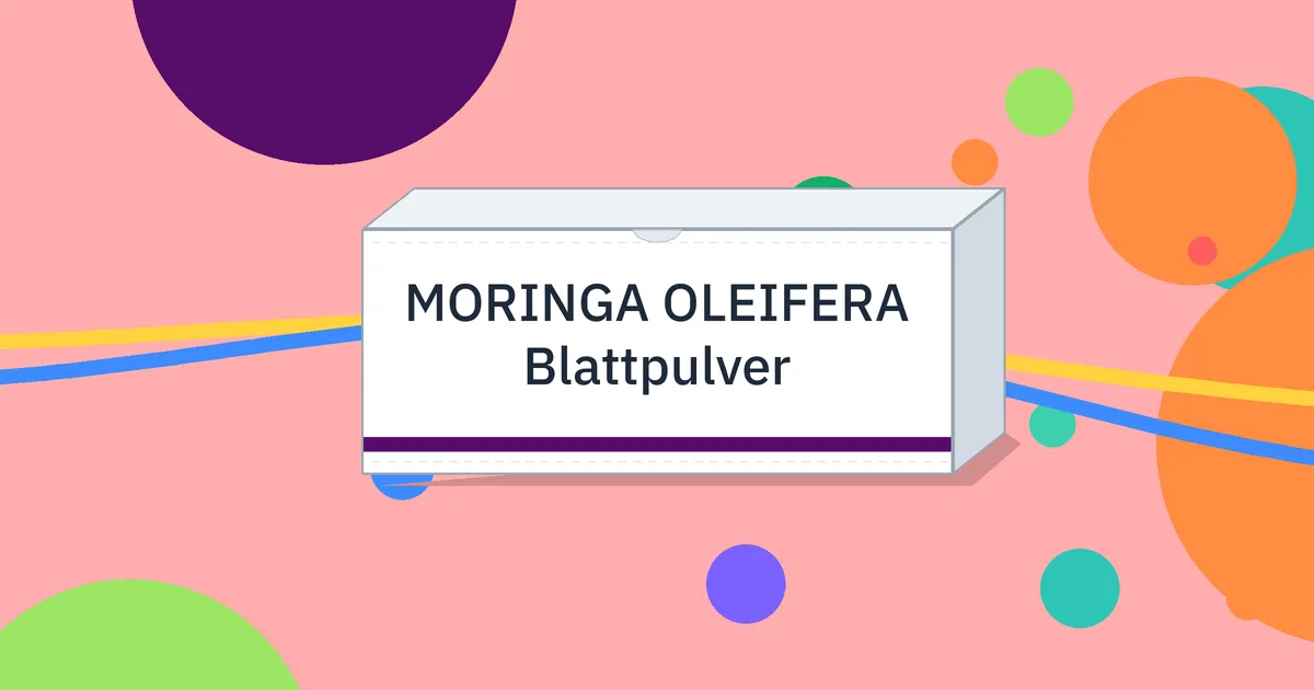 Symbolbild: Packung mit der Aufschrift MORINGA OLEIFERA Blattpulver (PZN 04519207) – Verfügbarkeit und Bezug in Apotheken in Frankfurt am Main