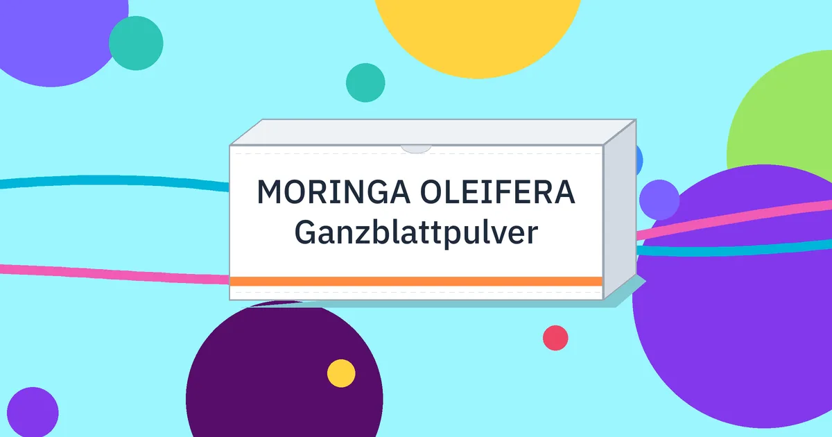 Symbolbild: Packung mit der Aufschrift MORINGA OLEIFERA Ganzblattpulver (PZN 10009290) – Verfügbarkeit und Bezug in Apotheken in Frankfurt am Main