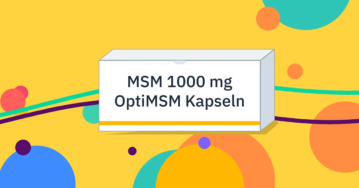 Symbolbild: Packung mit der Aufschrift MSM 1000 mg OptiMSM Kapseln (PZN 17890920) – Verfügbarkeit und Bezug in Apotheken in Frankfurt am Main