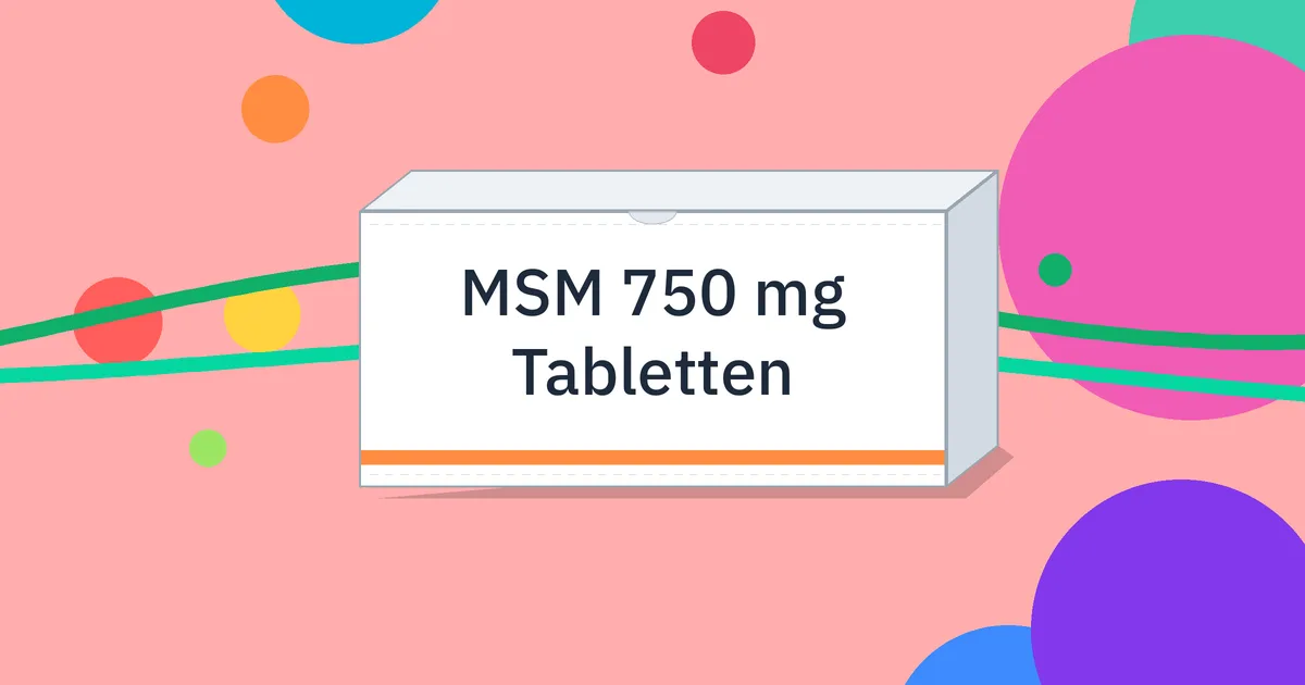 Symbolbild: Packung mit der Aufschrift MSM 750 mg Tabletten (PZN 11073019) – Verfügbarkeit und Bezug in Apotheken in Frankfurt am Main