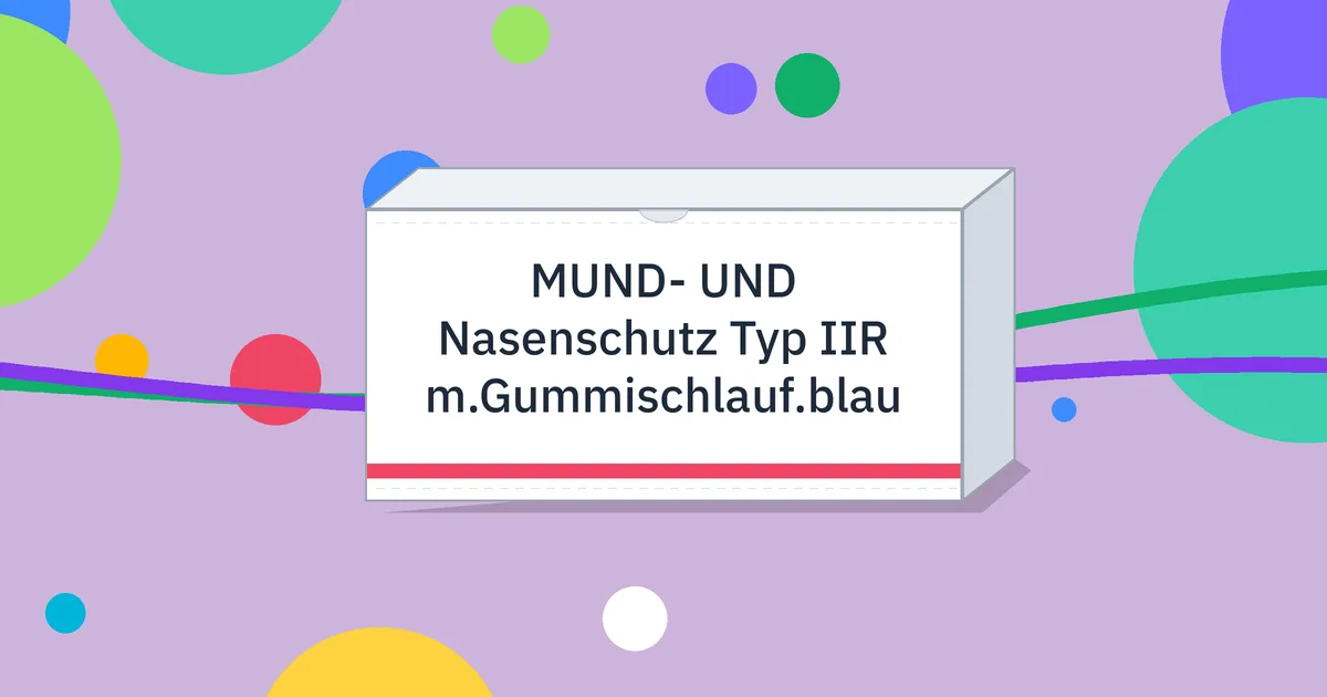 Symbolbild: Packung mit der Aufschrift MUND- UND Nasenschutz Typ IIR m.Gummischlauf.blau (PZN 17170692) – Verfügbarkeit und Bezug in Apotheken in Frankfurt am Main