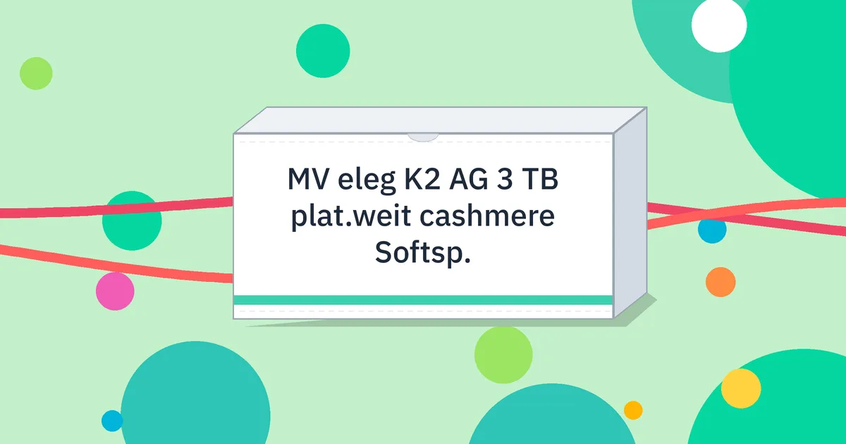 Symbolbild: Packung mit der Aufschrift MV eleg K2 AG 3 TB plat.weit cashmere Softsp. (PZN 14677798) – Verfügbarkeit und Bezug in Apotheken in Frankfurt am Main