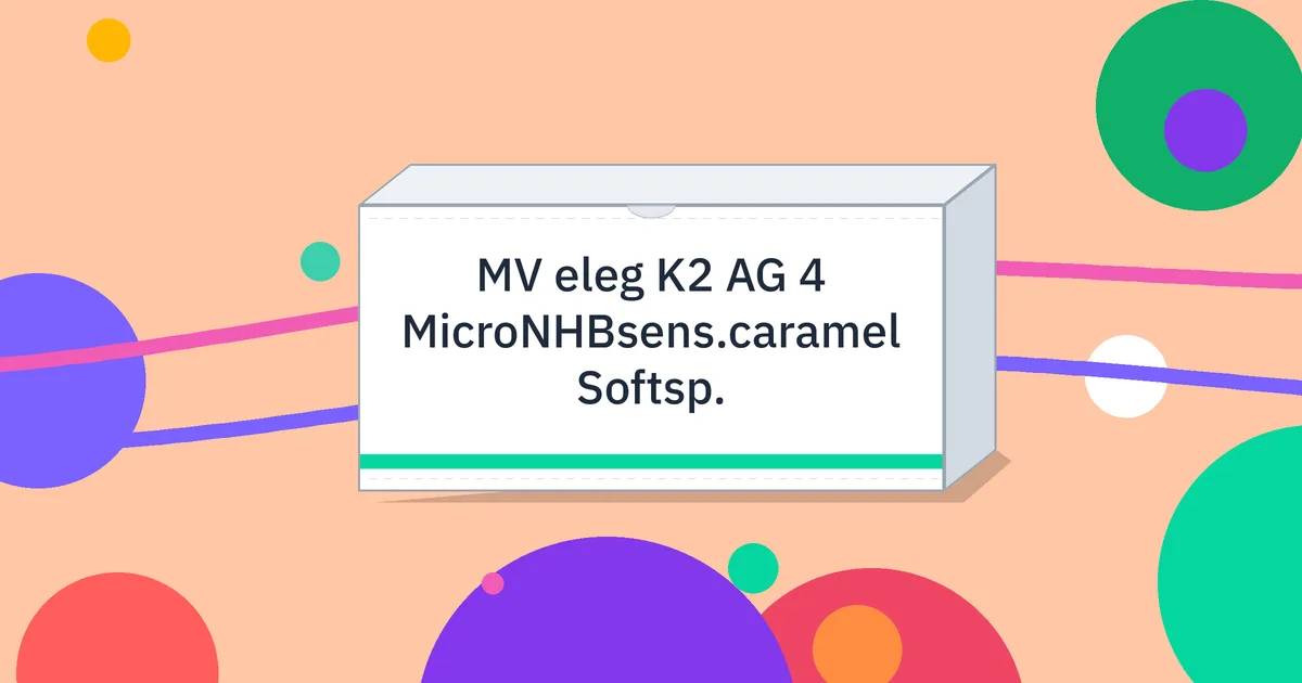 Symbolbild: Packung mit der Aufschrift MV eleg K2 AG 4 MicroNHBsens.caramel Softsp. (PZN 16070190) – Verfügbarkeit und Bezug in Apotheken in Frankfurt am Main