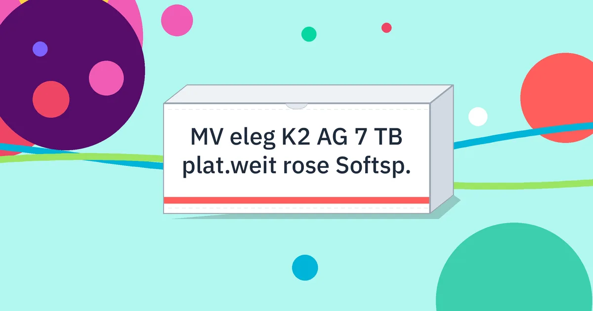 Symbolbild: Packung mit der Aufschrift MV eleg K2 AG 7 TB plat.weit rose Softsp. (PZN 14699104) – Verfügbarkeit und Bezug in Apotheken in Frankfurt am Main
