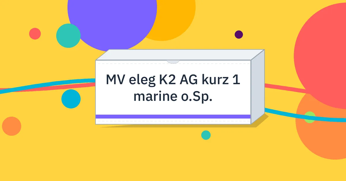 Symbolbild: Packung mit der Aufschrift MV eleg K2 AG kurz 1 marine o.Sp. (PZN 14607757) – Verfügbarkeit und Bezug in Apotheken in Frankfurt am Main