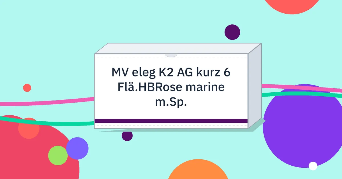 Symbolbild: Packung mit der Aufschrift MV eleg K2 AG kurz 6 Flä.HBRose marine m.Sp. (PZN 15704988) – Verfügbarkeit und Bezug in Apotheken in Frankfurt am Main