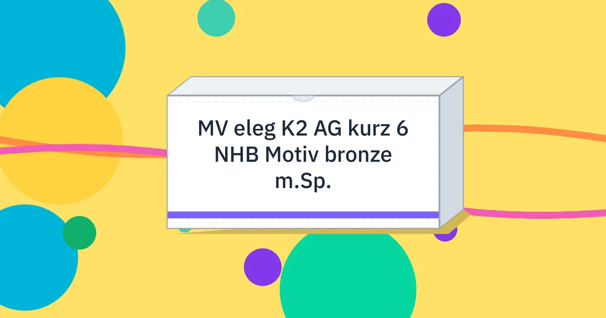 Symbolbild: Packung mit der Aufschrift MV eleg K2 AG kurz 6 NHB Motiv bronze m.Sp. (PZN 15708271) – Verfügbarkeit und Bezug in Apotheken in Frankfurt am Main