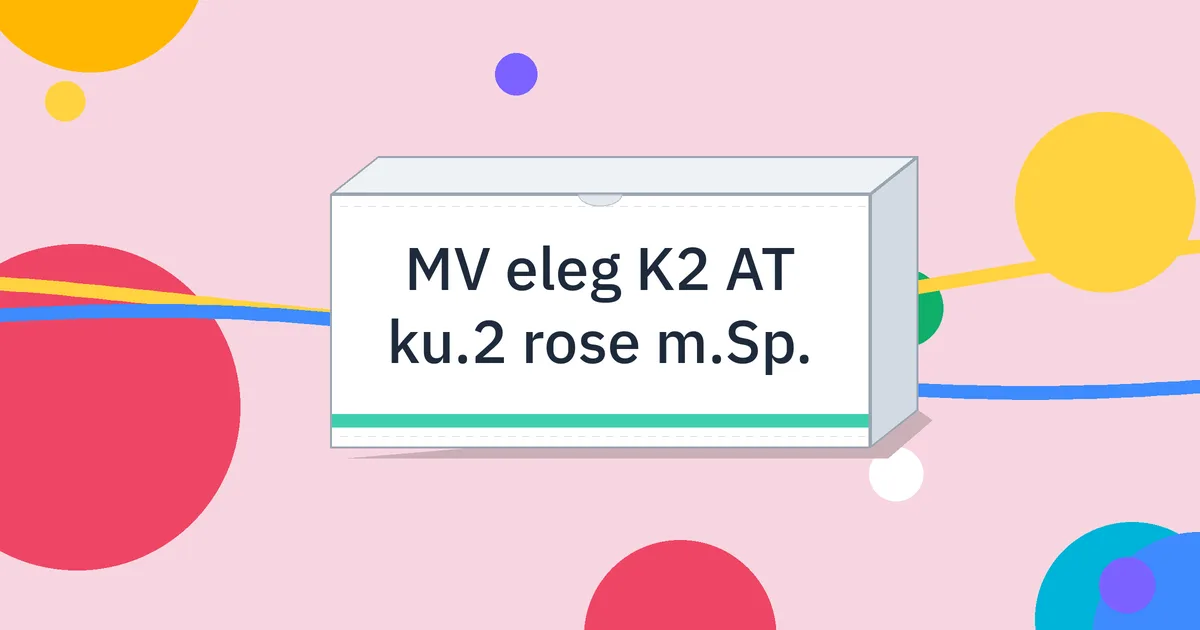 Symbolbild: Packung mit der Aufschrift MV eleg K2 AT ku.2 rose m.Sp. (PZN 15288254) – Verfügbarkeit und Bezug in Apotheken in Frankfurt am Main