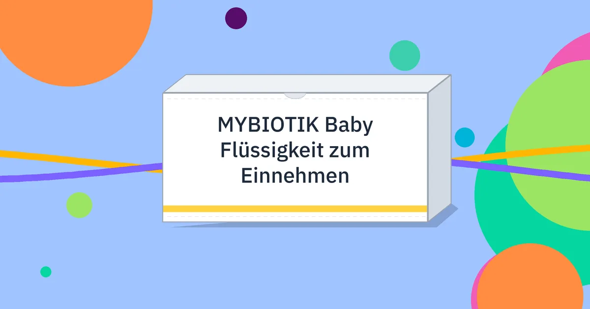 Symbolbild: Packung mit der Aufschrift MYBIOTIK Baby Flüssigkeit zum Einnehmen (PZN 20129368) – Verfügbarkeit und Bezug in Apotheken in Frankfurt am Main
