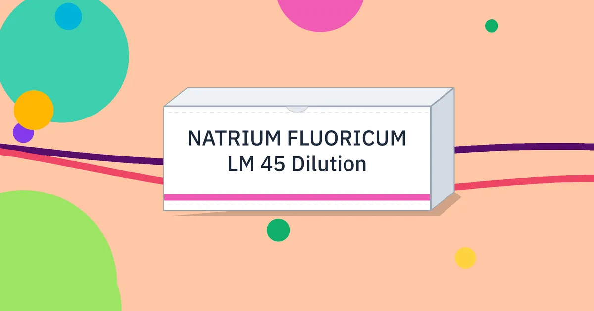 Symbolbild: Packung mit der Aufschrift NATRIUM FLUORICUM LM 45 Dilution (PZN 12962738) – Verfügbarkeit und Bezug in Apotheken in Frankfurt am Main