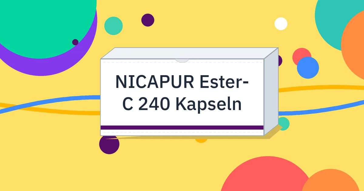 Symbolbild: Packung mit der Aufschrift NICAPUR Ester-C 240 Kapseln (PZN 01891188) – Verfügbarkeit und Bezug in Apotheken in Frankfurt am Main