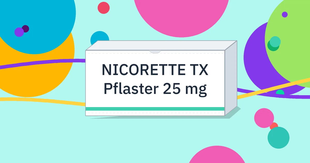 Symbolbild: Packung mit der Aufschrift NICORETTE TX Pflaster 25 mg (PZN 18777485) – Verfügbarkeit und Bezug in Apotheken in Frankfurt am Main