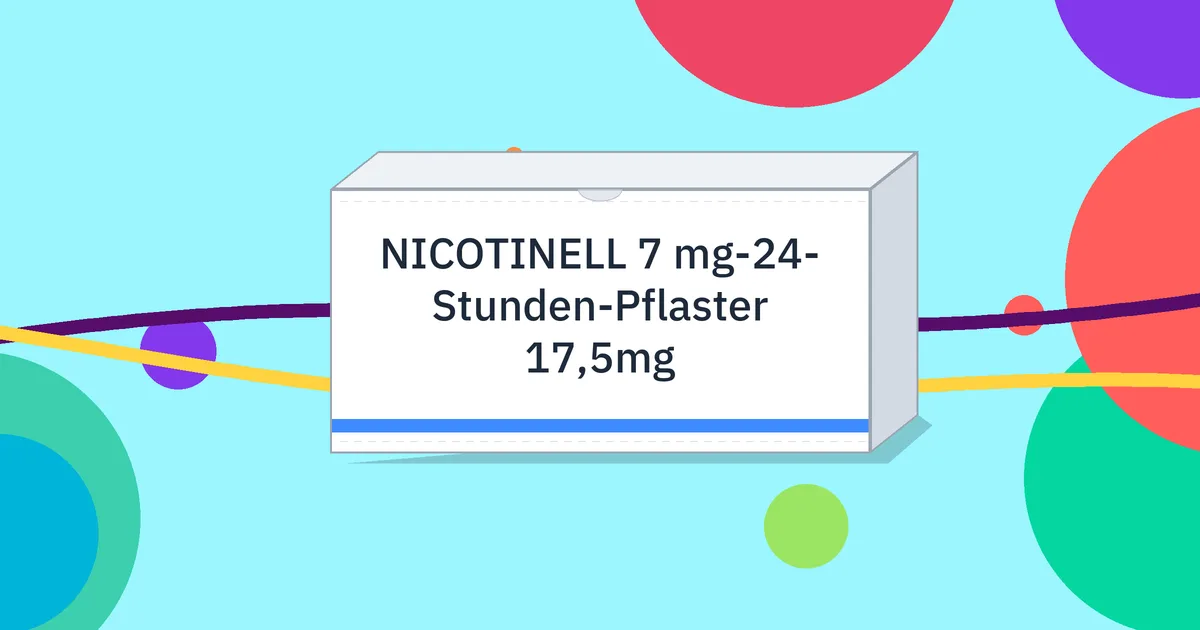 Symbolbild: Packung mit der Aufschrift NICOTINELL 7 mg-24-Stunden-Pflaster 17,5mg (PZN 03764502) – Verfügbarkeit und Bezug in Apotheken in Frankfurt am Main