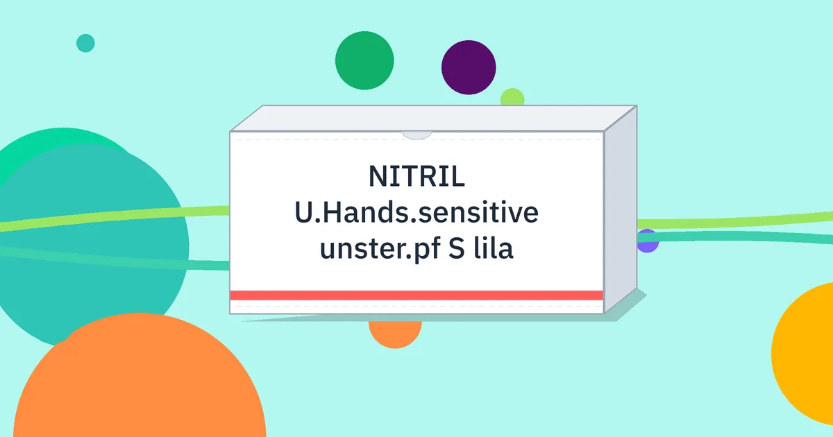 Symbolbild: Packung mit der Aufschrift NITRIL U.Hands.sensitive unster.pf S lila (PZN 11306920) – Verfügbarkeit und Bezug in Apotheken in Frankfurt am Main