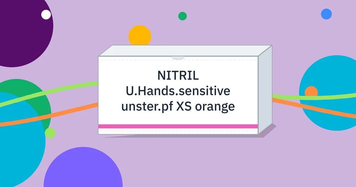 Symbolbild: Packung mit der Aufschrift NITRIL U.Hands.sensitive unster.pf XS orange (PZN 11306765) – Verfügbarkeit und Bezug in Apotheken in Frankfurt am Main
