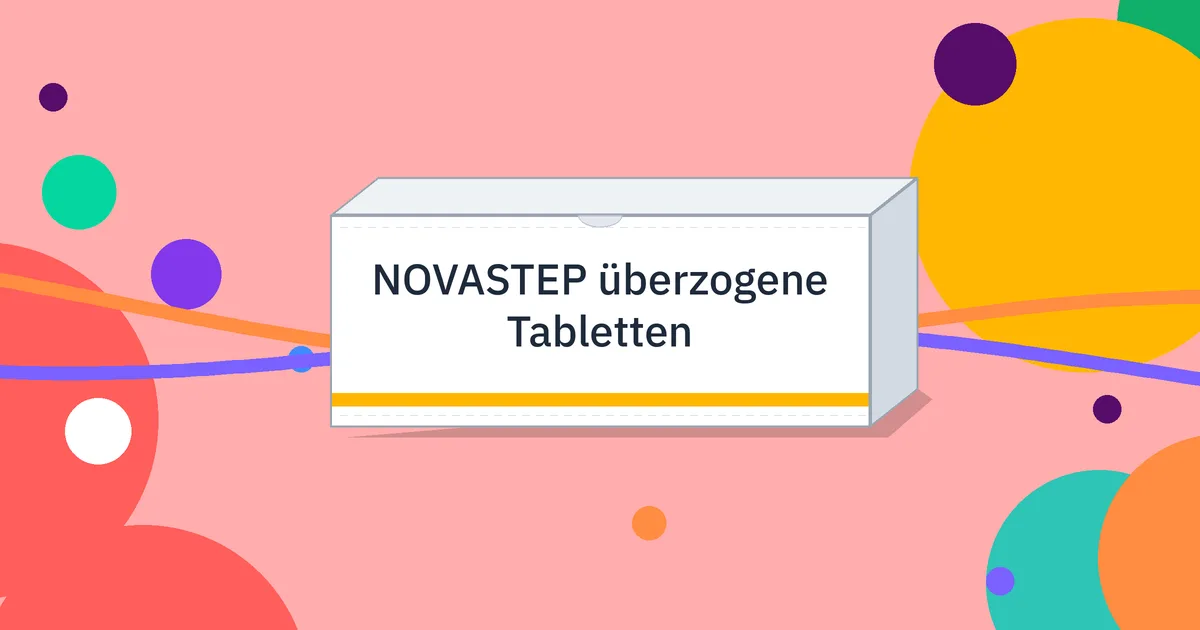 Symbolbild: Packung mit der Aufschrift NOVASTEP überzogene Tabletten (PZN 03381735) – Verfügbarkeit und Bezug in Apotheken in Frankfurt am Main