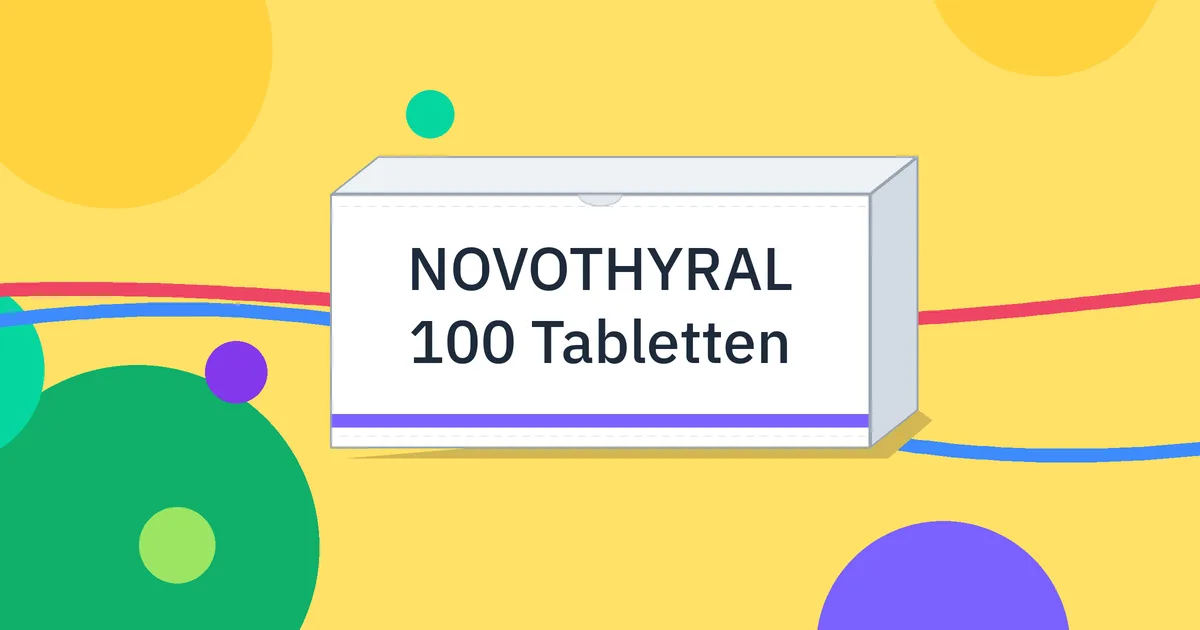 Symbolbild: Packung mit der Aufschrift NOVOTHYRAL 100 Tabletten (PZN 02560849) – Verfügbarkeit und Bezug in Apotheken in Frankfurt am Main