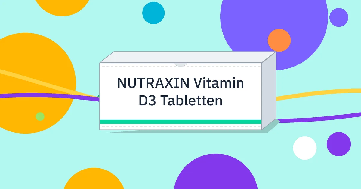 Symbolbild: Packung mit der Aufschrift NUTRAXIN Vitamin D3 Tabletten (PZN 17576075) – Verfügbarkeit und Bezug in Apotheken in Frankfurt am Main