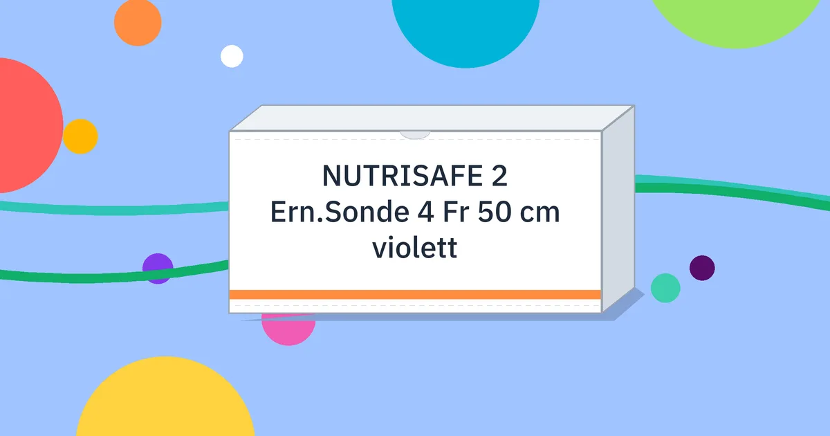 Symbolbild: Packung mit der Aufschrift NUTRISAFE 2 Ern.Sonde 4 Fr 50 cm violett (PZN 06847306) – Verfügbarkeit und Bezug in Apotheken in Frankfurt am Main