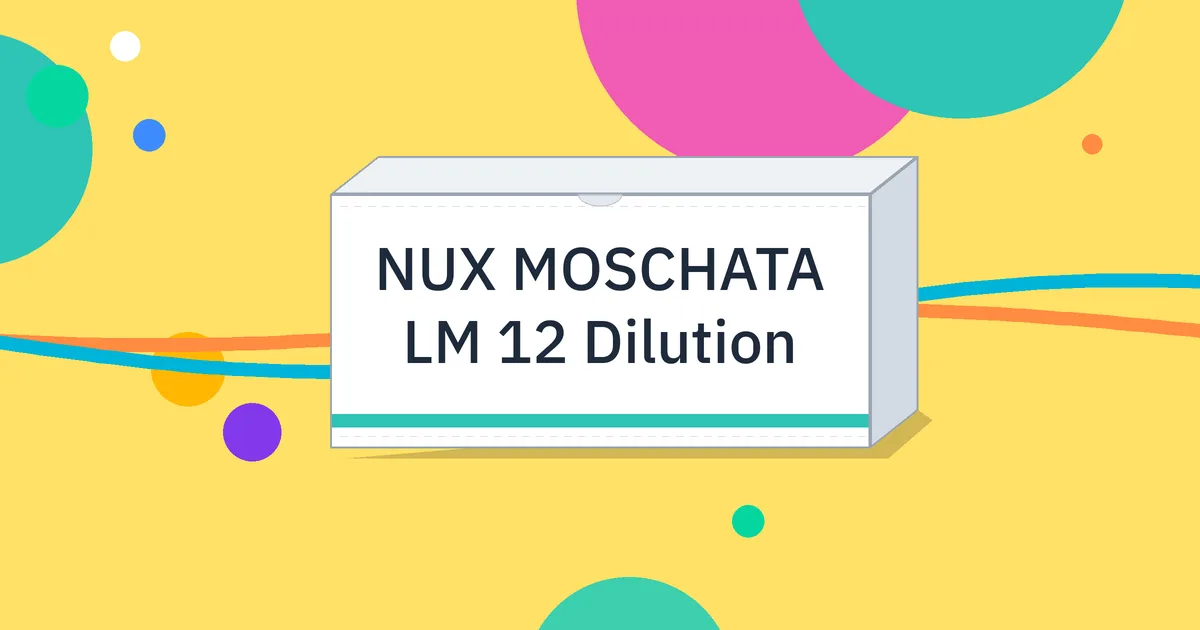 Symbolbild: Packung mit der Aufschrift NUX MOSCHATA LM 12 Dilution (PZN 03505309) – Verfügbarkeit und Bezug in Apotheken in Frankfurt am Main