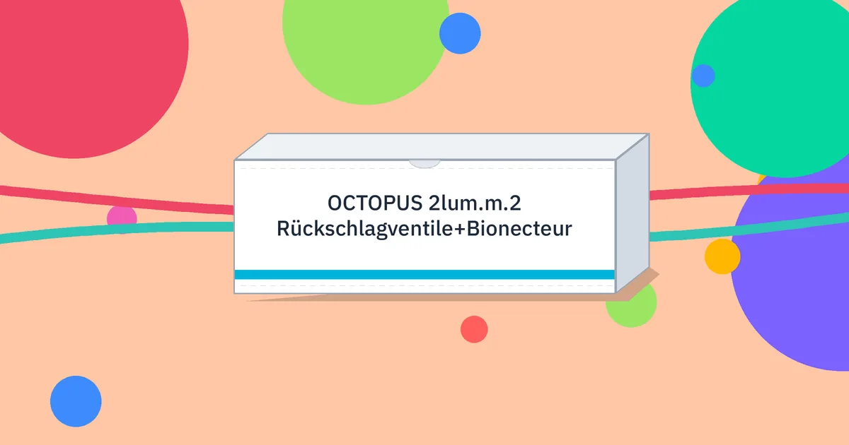 Symbolbild: Packung mit der Aufschrift OCTOPUS 2lum.m.2 Rückschlagventile+Bionecteur (PZN 09380978) – Verfügbarkeit und Bezug in Apotheken in Frankfurt am Main