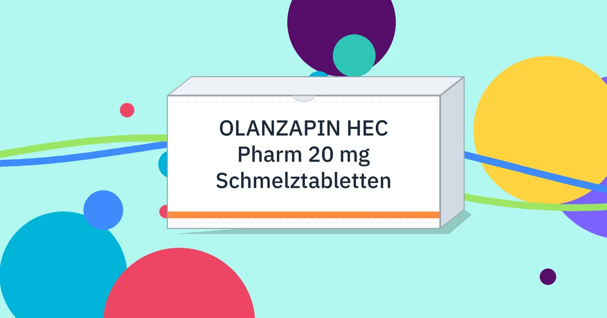 Symbolbild: Packung mit der Aufschrift OLANZAPIN HEC Pharm 20 mg Schmelztabletten (PZN 11882902) – Verfügbarkeit und Bezug in Apotheken in Frankfurt am Main