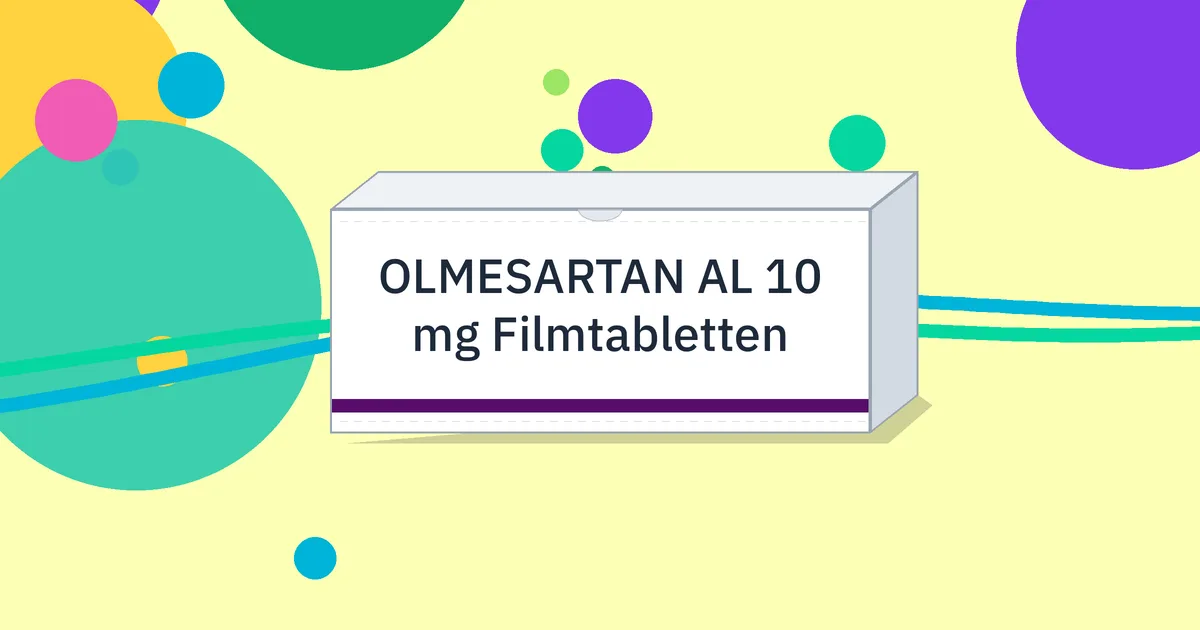 Symbolbild: Packung mit der Aufschrift OLMESARTAN AL 10 mg Filmtabletten (PZN 12572026) – Verfügbarkeit und Bezug in Apotheken in Frankfurt am Main