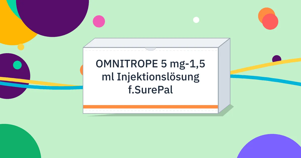 Symbolbild: Packung mit der Aufschrift OMNITROPE 5 mg-1,5 ml Injektionslösung f.SurePal (PZN 18380523) – Verfügbarkeit und Bezug in Apotheken in Frankfurt am Main