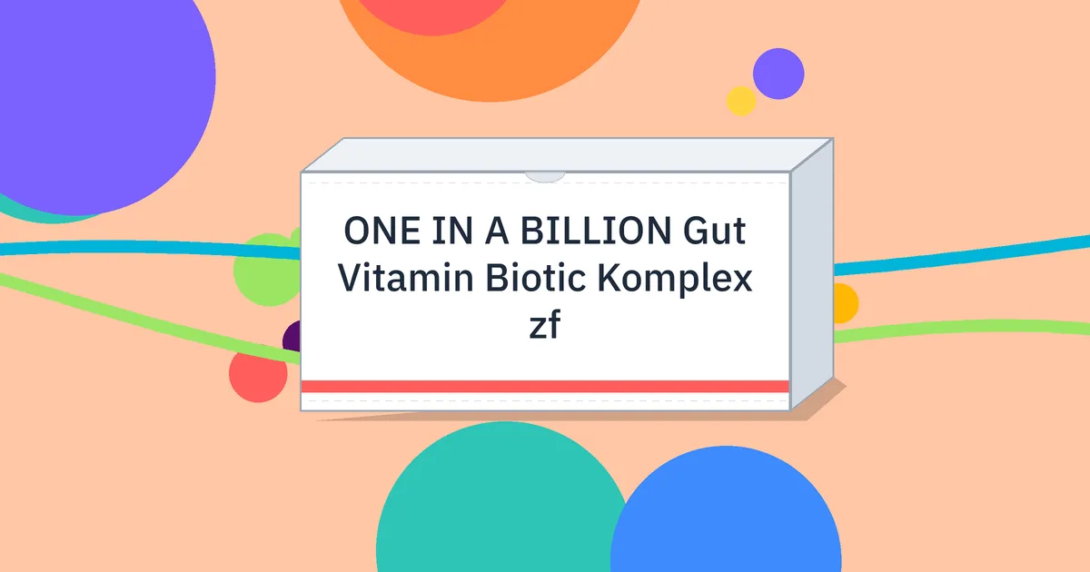 Symbolbild: Packung mit der Aufschrift ONE IN A BILLION Gut Vitamin Biotic Komplex zf (PZN 18218395) – Verfügbarkeit und Bezug in Apotheken in Frankfurt am Main