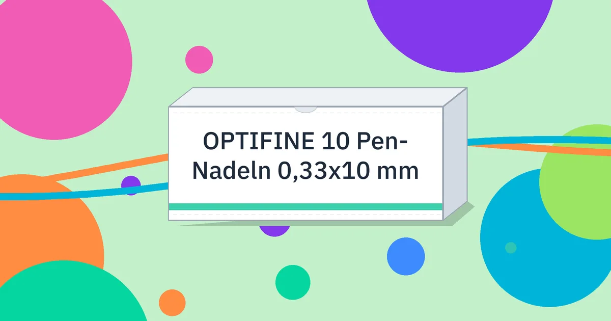 Symbolbild: Packung mit der Aufschrift OPTIFINE 10 Pen-Nadeln 0,33x10 mm (PZN 16360427) – Verfügbarkeit und Bezug in Apotheken in Frankfurt am Main