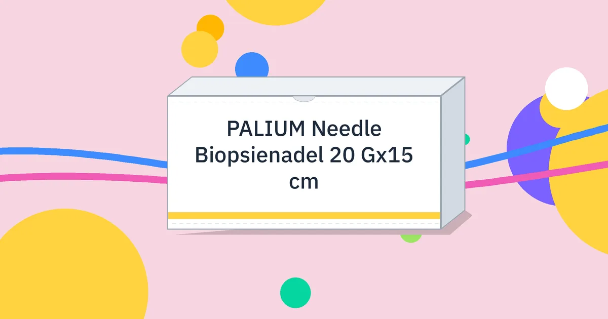 Symbolbild: Packung mit der Aufschrift PALIUM Needle Biopsienadel 20 Gx15 cm (PZN 16946943) – Verfügbarkeit und Bezug in Apotheken in Frankfurt am Main