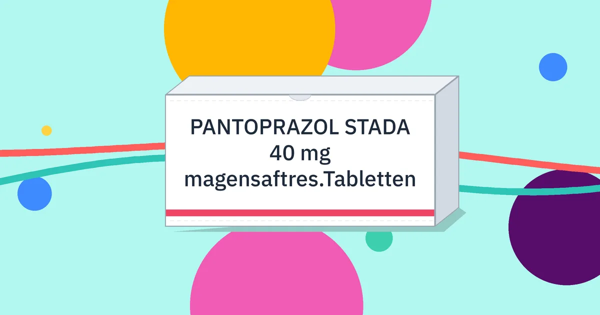 Symbolbild: Packung mit der Aufschrift PANTOPRAZOL STADA 40 mg magensaftres.Tabletten (PZN 17827790) – Verfügbarkeit und Bezug in Apotheken in Frankfurt am Main