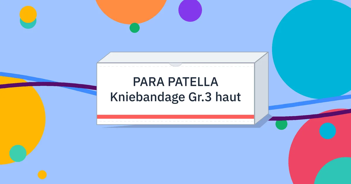 Symbolbild: Packung mit der Aufschrift PARA PATELLA Kniebandage Gr.3 haut (PZN 03317074) – Verfügbarkeit und Bezug in Apotheken in Frankfurt am Main