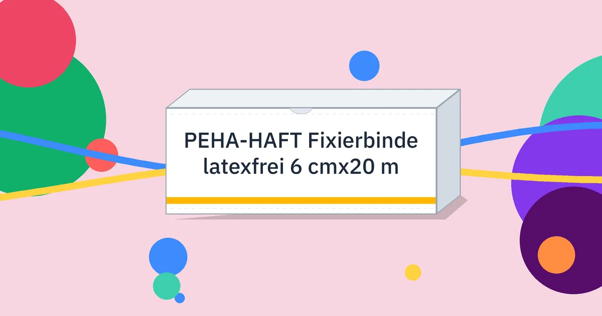 Symbolbild: Packung mit der Aufschrift PEHA-HAFT Fixierbinde latexfrei 6 cmx20 m (PZN 16596087) – Verfügbarkeit und Bezug in Apotheken in Frankfurt am Main