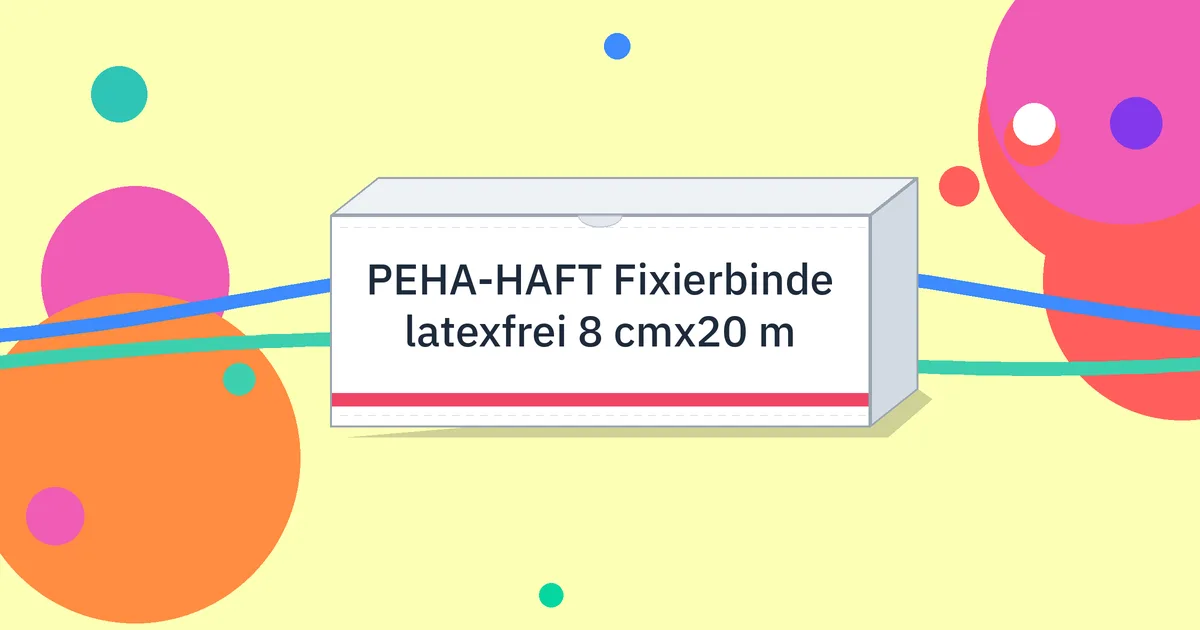 Symbolbild: Packung mit der Aufschrift PEHA-HAFT Fixierbinde latexfrei 8 cmx20 m (PZN 13653175) – Verfügbarkeit und Bezug in Apotheken in Frankfurt am Main
