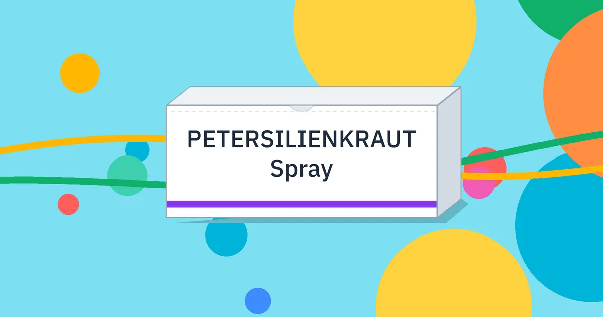 Symbolbild: Packung mit der Aufschrift PETERSILIENKRAUT Spray (PZN 15237802) – Verfügbarkeit und Bezug in Apotheken in Frankfurt am Main