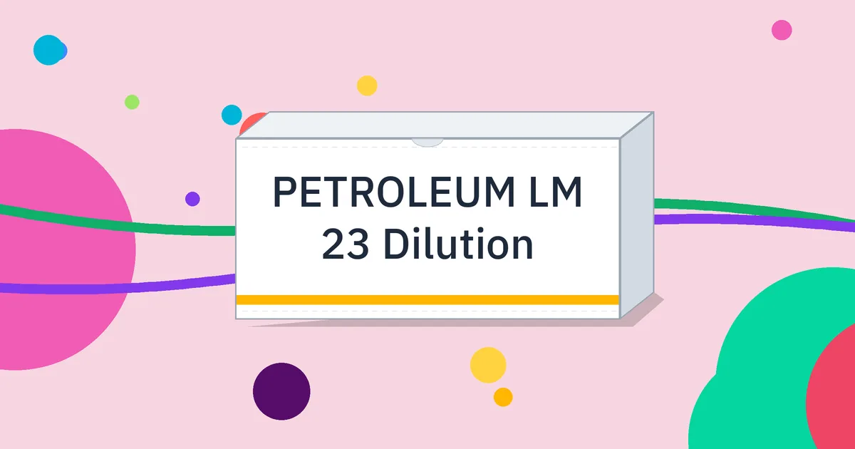 Symbolbild: Packung mit der Aufschrift PETROLEUM LM 23 Dilution (PZN 12977800) – Verfügbarkeit und Bezug in Apotheken in Frankfurt am Main