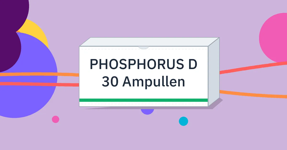 Symbolbild: Packung mit der Aufschrift PHOSPHORUS D 30 Ampullen (PZN 11707665) – Verfügbarkeit und Bezug in Apotheken in Frankfurt am Main