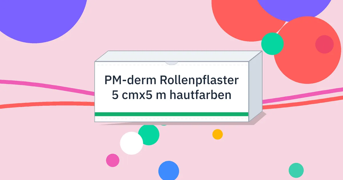 Symbolbild: Packung mit der Aufschrift PM-derm Rollenpflaster 5 cmx5 m hautfarben (PZN 18845459) – Verfügbarkeit und Bezug in Apotheken in Frankfurt am Main