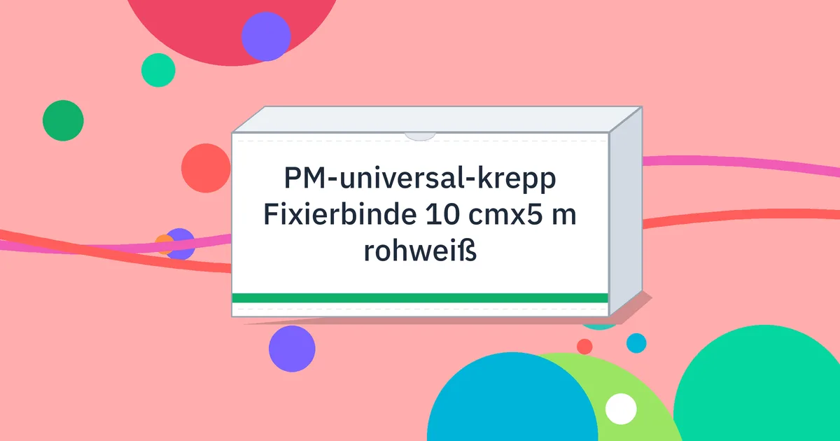 Symbolbild: Packung mit der Aufschrift PM-universal-krepp Fixierbinde 10 cmx5 m rohweiß (PZN 18844508) – Verfügbarkeit und Bezug in Apotheken in Frankfurt am Main