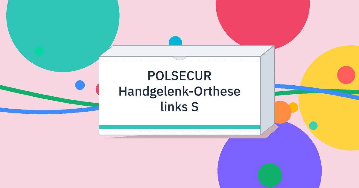 Symbolbild: Packung mit der Aufschrift POLSECUR Handgelenk-Orthese links S (PZN 17197797) – Verfügbarkeit und Bezug in Apotheken in Frankfurt am Main