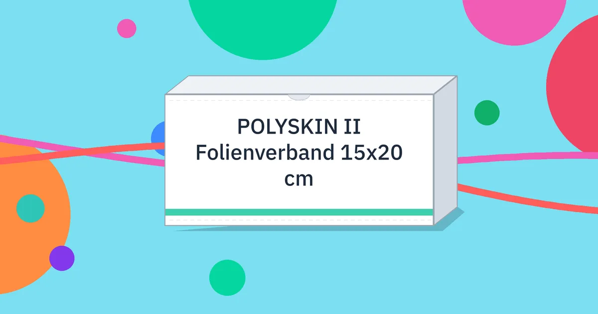 Symbolbild: Packung mit der Aufschrift POLYSKIN II Folienverband 15x20 cm (PZN 10145596) – Verfügbarkeit und Bezug in Apotheken in Frankfurt am Main