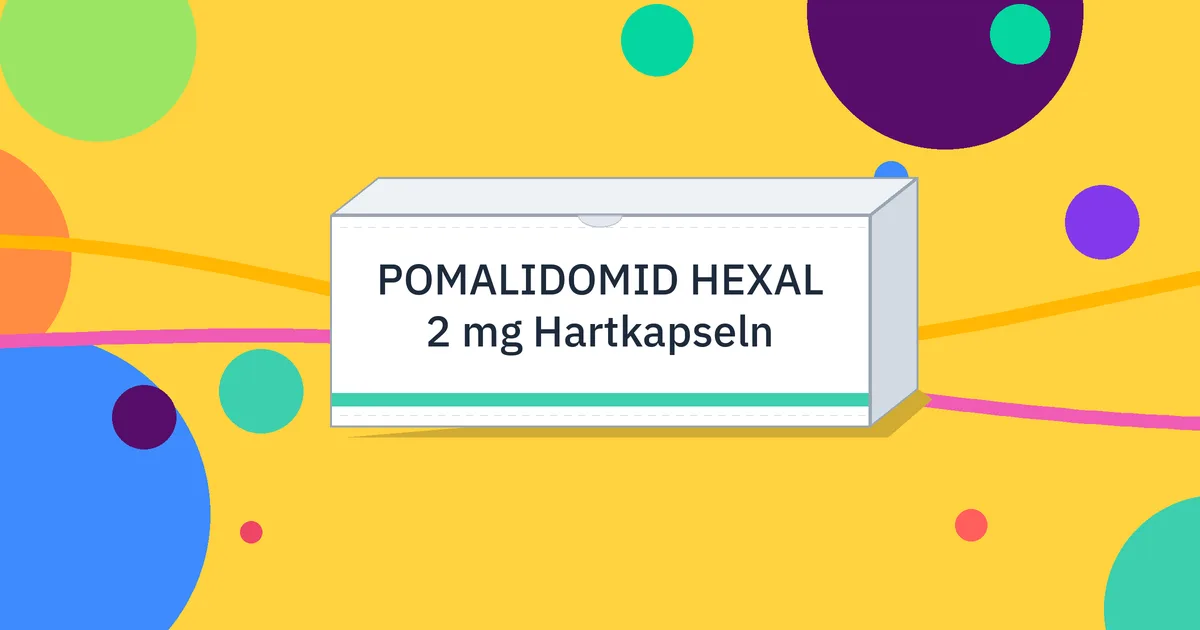 Symbolbild: Packung mit der Aufschrift POMALIDOMID HEXAL 2 mg Hartkapseln (PZN 19448157) – Verfügbarkeit und Bezug in Apotheken in Frankfurt am Main