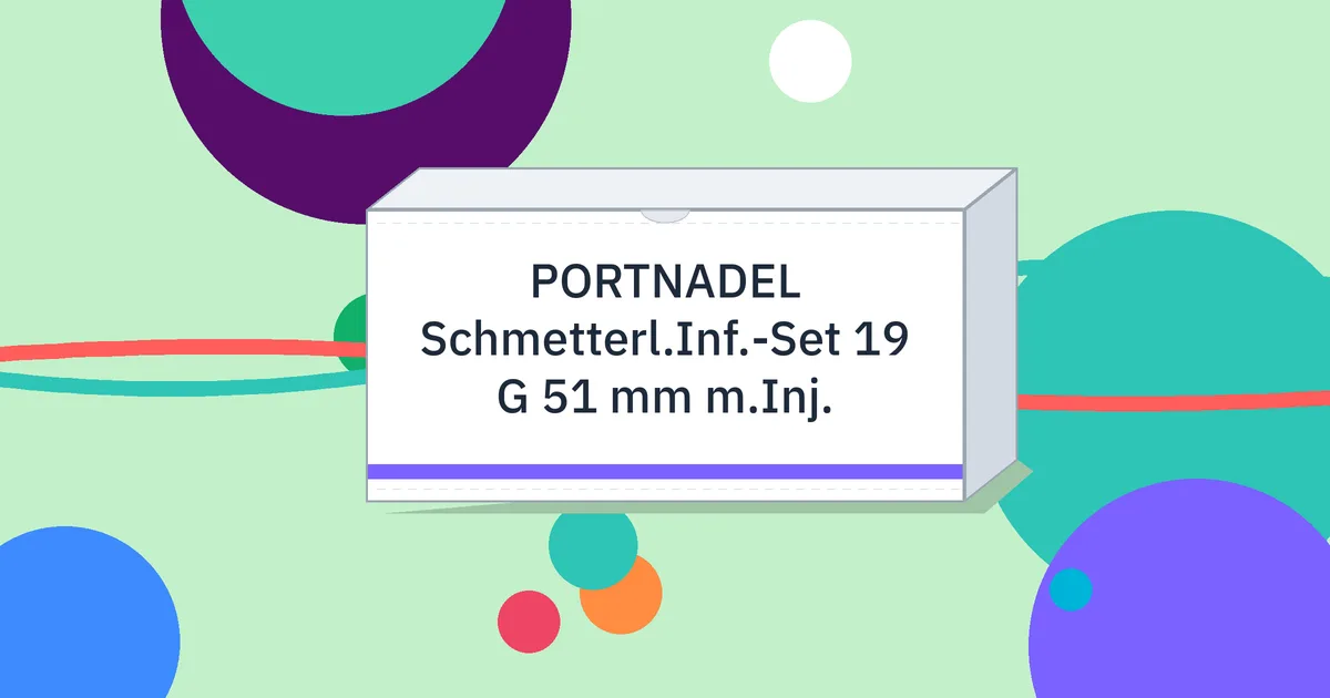 Symbolbild: Packung mit der Aufschrift PORTNADEL Schmetterl.Inf.-Set 19 G 51 mm m.Inj. (PZN 02756133) – Verfügbarkeit und Bezug in Apotheken in Frankfurt am Main