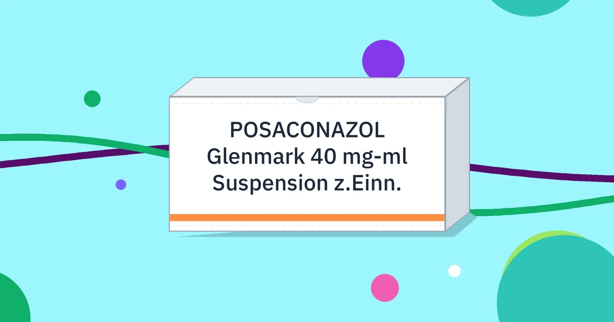 Symbolbild: Packung mit der Aufschrift POSACONAZOL Glenmark 40 mg-ml Suspension z.Einn. (PZN 16233226) – Verfügbarkeit und Bezug in Apotheken in Frankfurt am Main